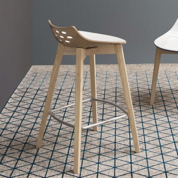 Calligaris Basil Bar Stool Wood Legs